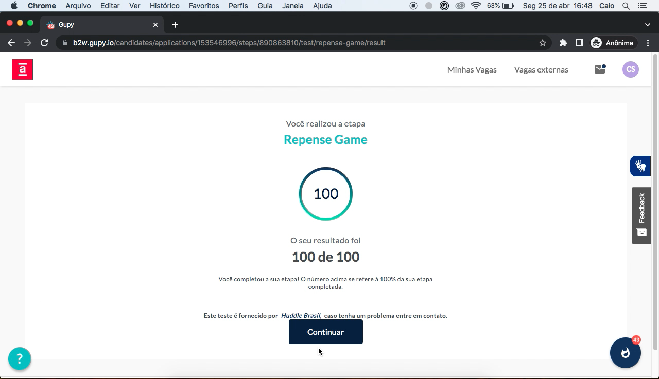 Finalização de Processo pela Gupy – Huddle